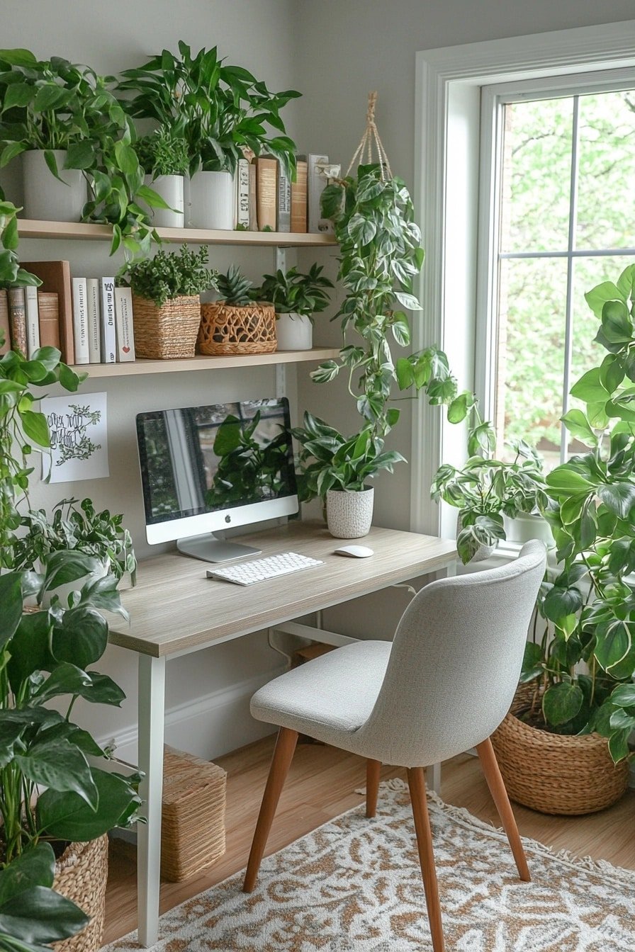 29 Small Office With Plants for Adding Freshness and Style - DeskHive
